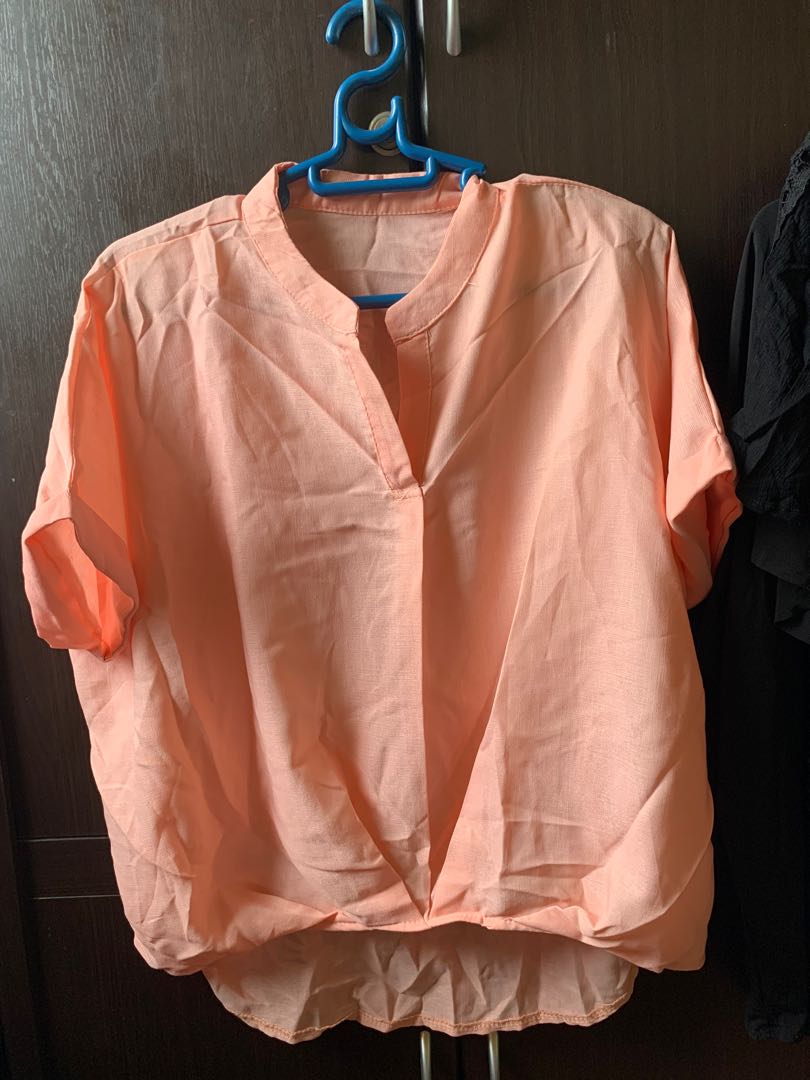 Peach Blouse, Women's Fashion, Tops, Blouses on Carousell
