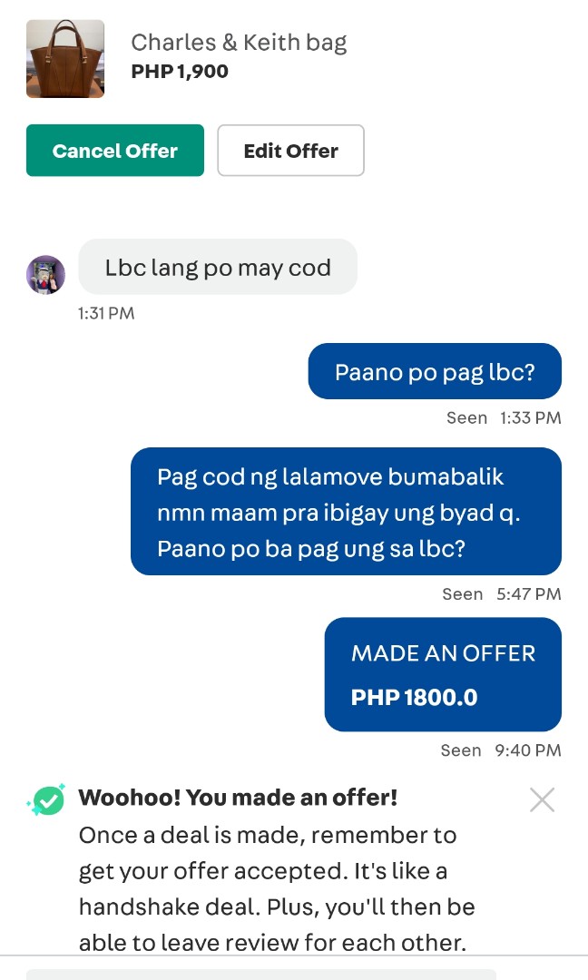 Seen mode, Community on Carousell