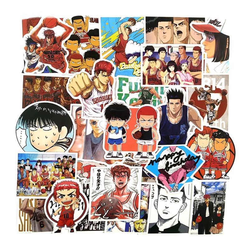 (Stickers) 50pc Slam Dunk Japanese Sports Basketball Anime Manga Series ...