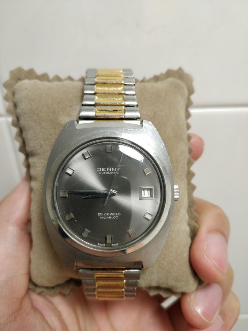 Vintage Jenny Automatic 25 Jewels Incabloc 89410 36mm Men's Rare Swiss ...