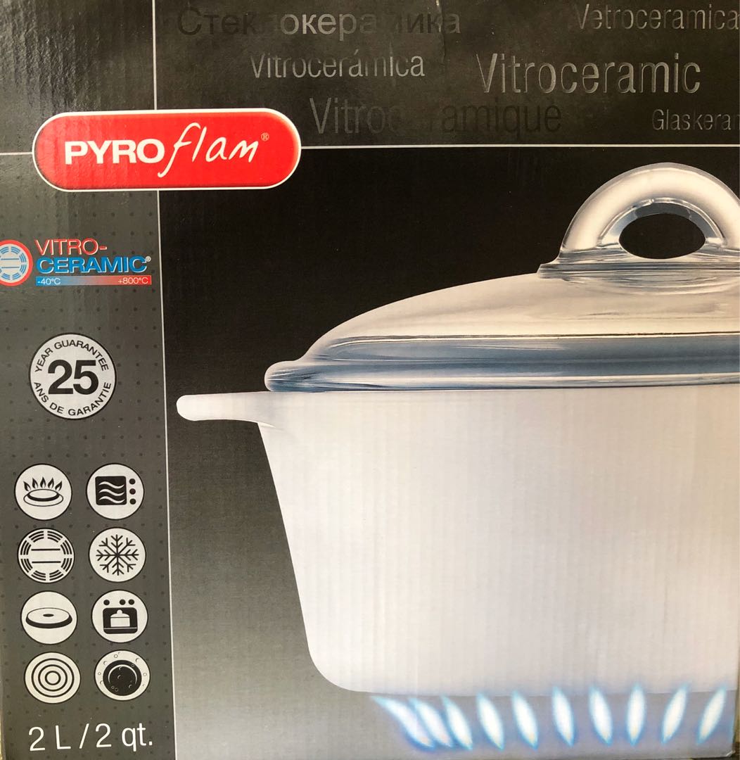 Pyroflam Vitroceramic Casserole with Glass Lid, Furniture & Home Living ...