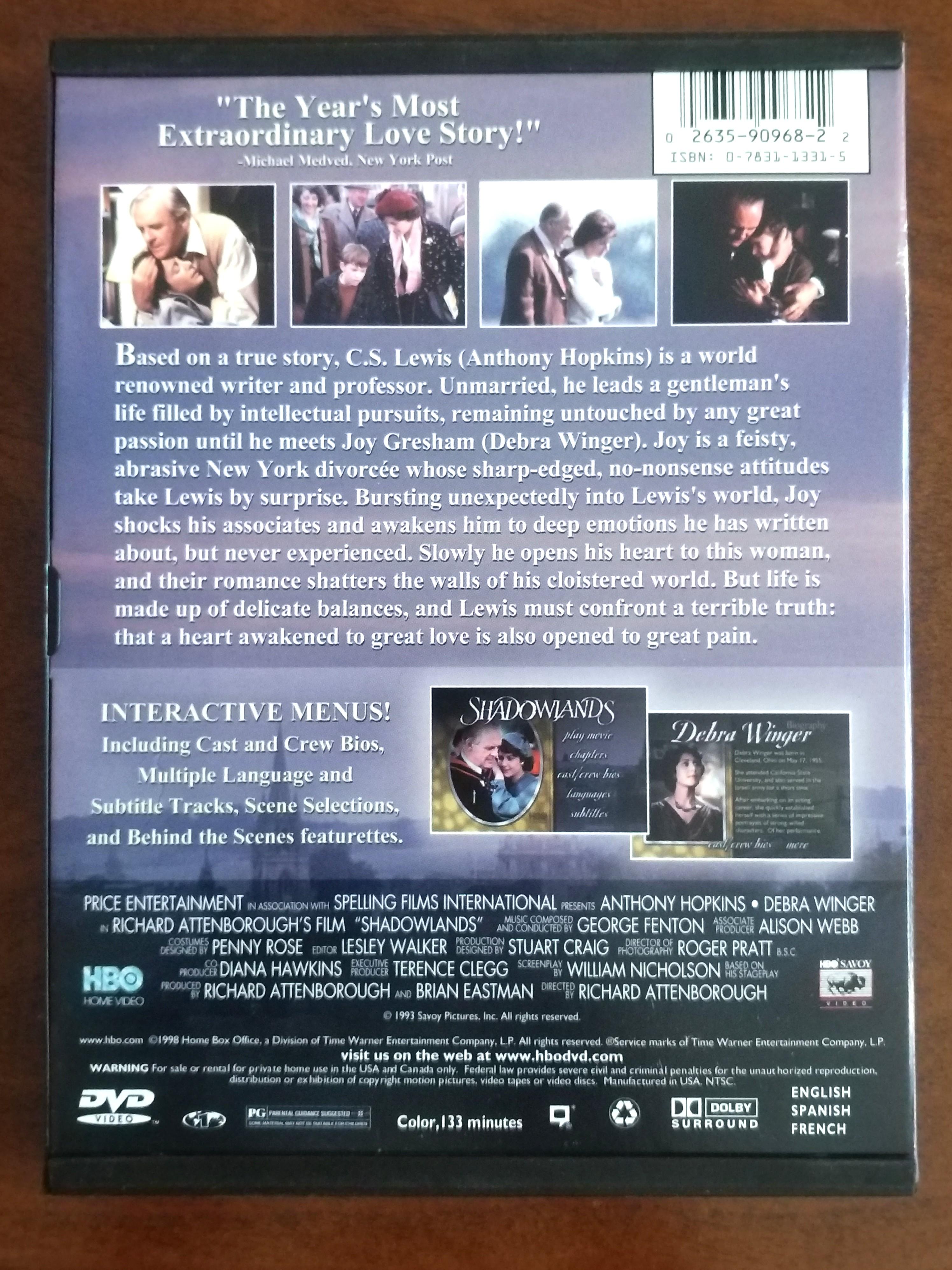 Shadowlands (1993) DVD, Hobbies & Toys, Music & Media, CDs & DVDs on ...