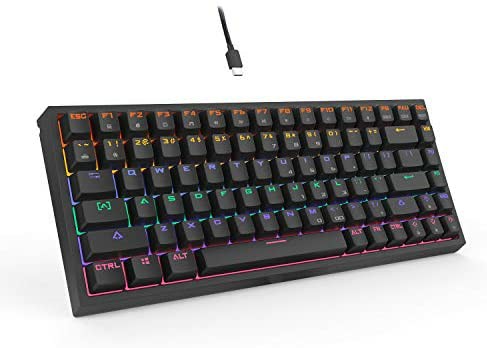 (697) DREVO Gramr 84 Key Rainbow Backlit Mechanical Gaming Keyboard USB ...