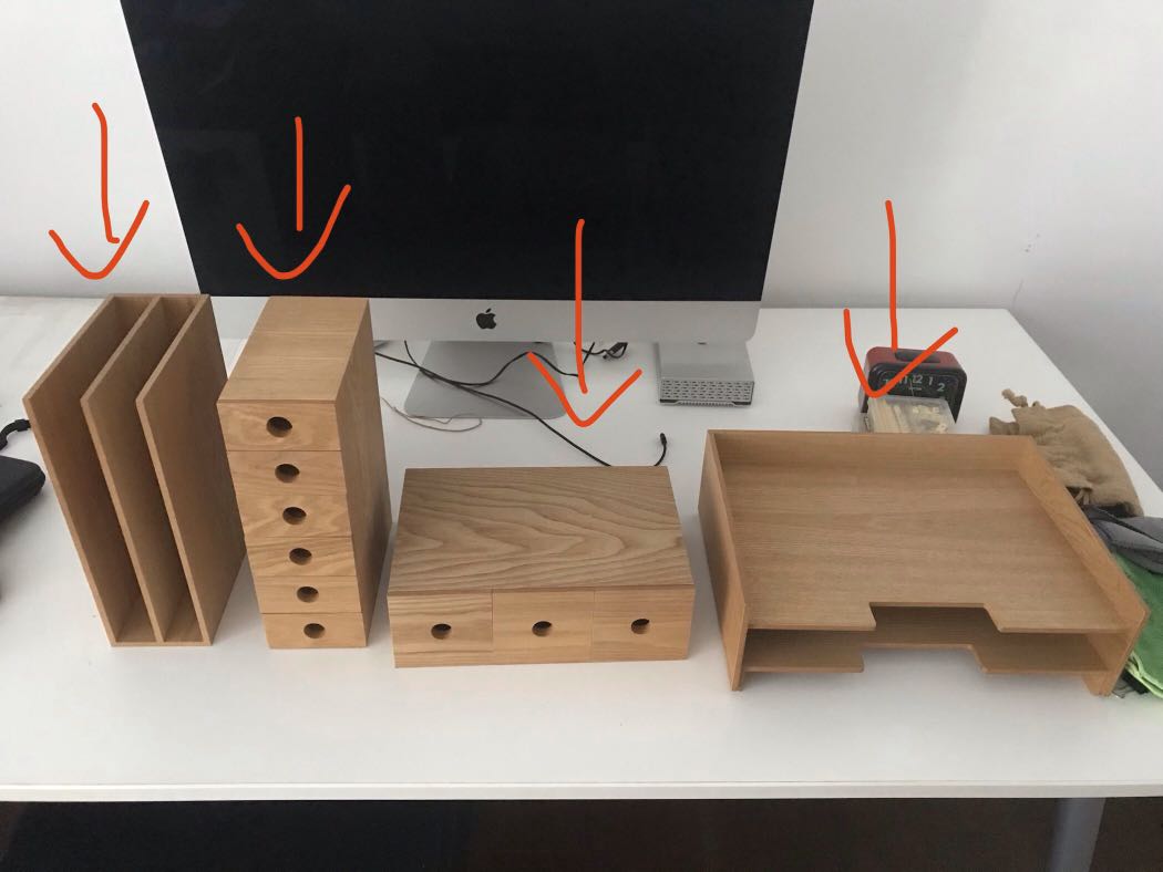 Muji table stationary set timber, Furniture & Home Living, Furniture ...