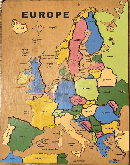 Wooden Jigsaw Map of Europe, Hobbies & Toys, Toys & Games on Carousell