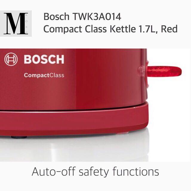 Bosch TWK3A014 Compact Class Cordless Kettle 1.7L, Red, TV & Home ...