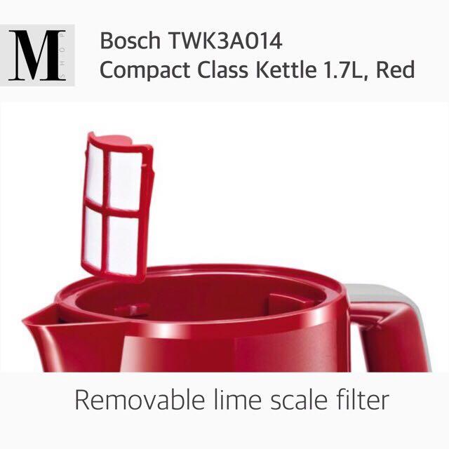 Bosch TWK3A014 Compact Class Cordless Kettle 1.7L, Red, TV & Home ...