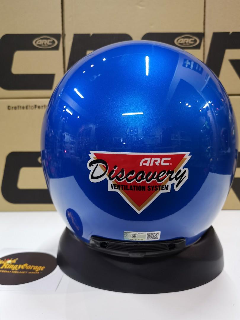 Helmet ARC Discovery Fiber Biru Blue, Auto Accessories on Carousell