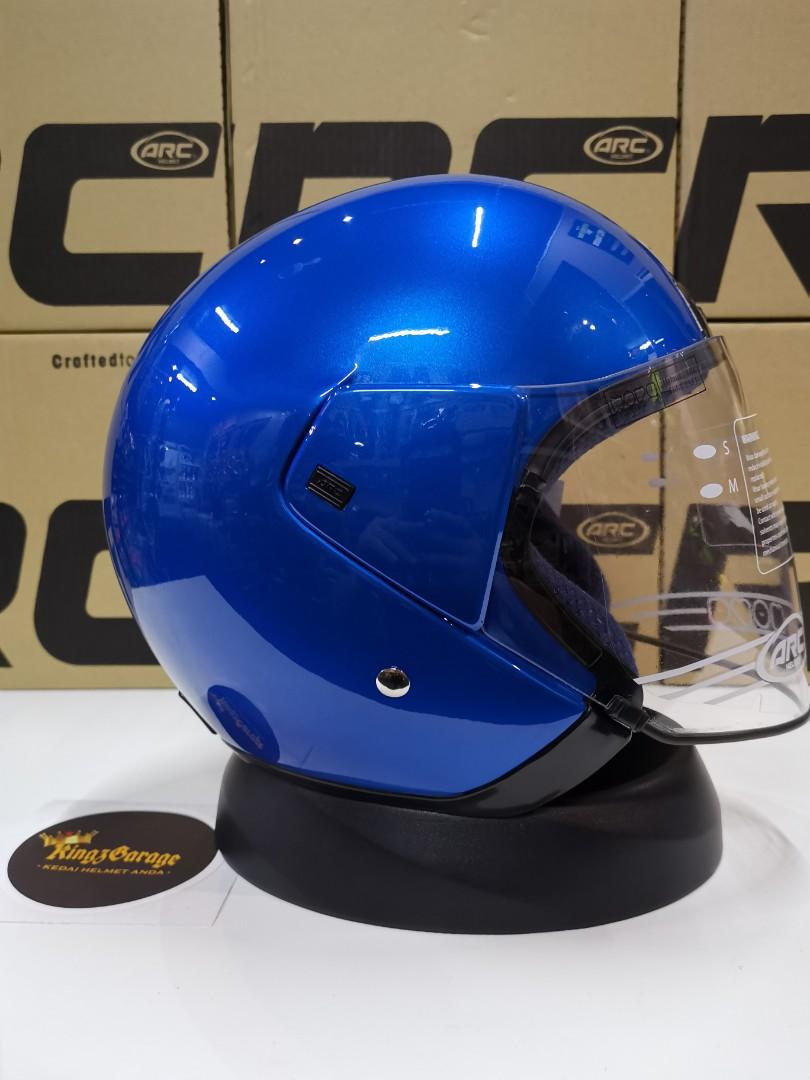 Helmet ARC Discovery Fiber Biru Blue, Auto Accessories on Carousell
