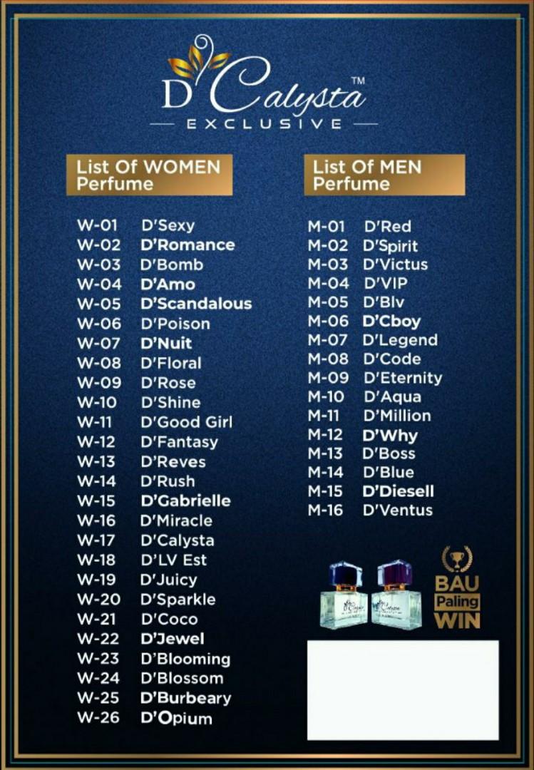 D Calysta Perfumes, Beauty & Personal Care, Fragrance & Deodorants on ...