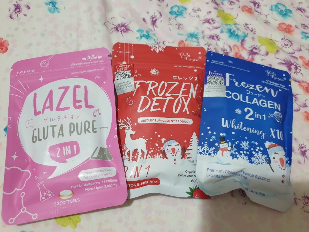 Frozen Collagen, Frozen Detox, Lazel Gluta pure on Carousell
