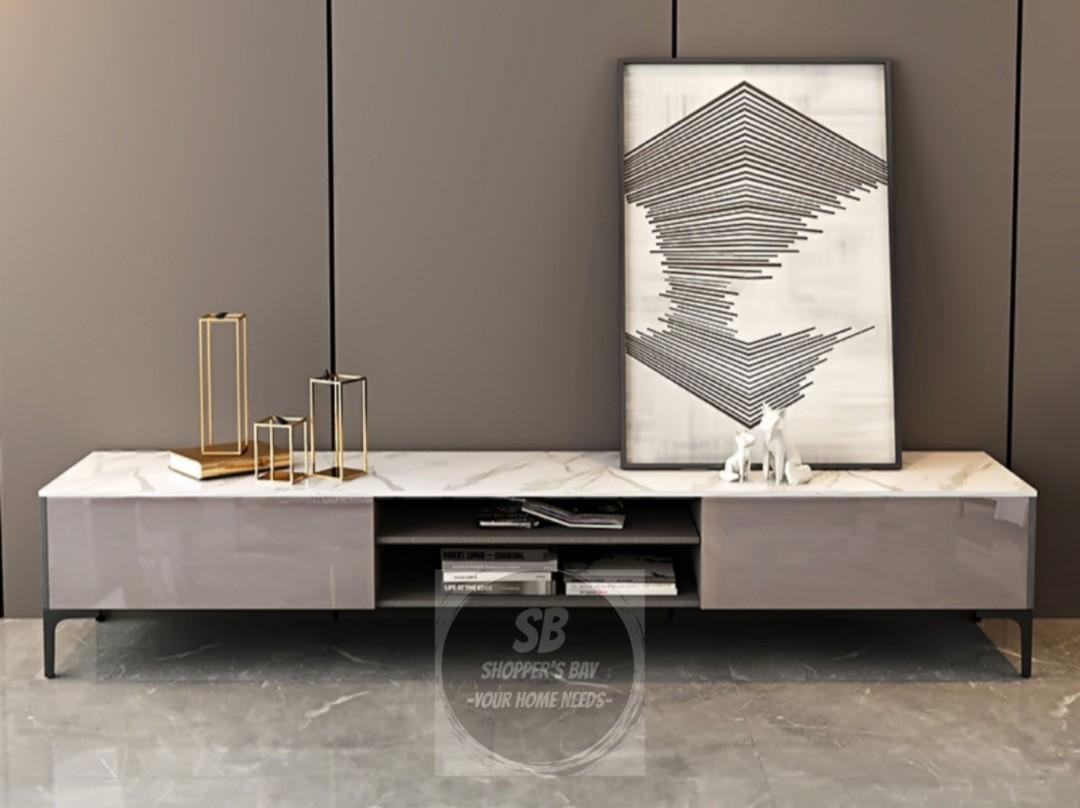 LEZARIO Marble Tv console coffee table side table cabinet set ...