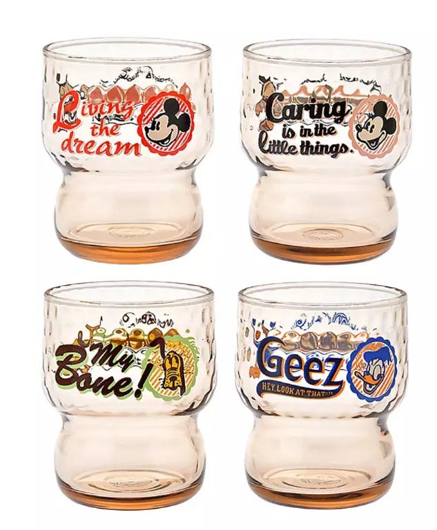 (PO) Mickey & Friends Cup Stacking Vintage Diner Glass Set, Furniture ...