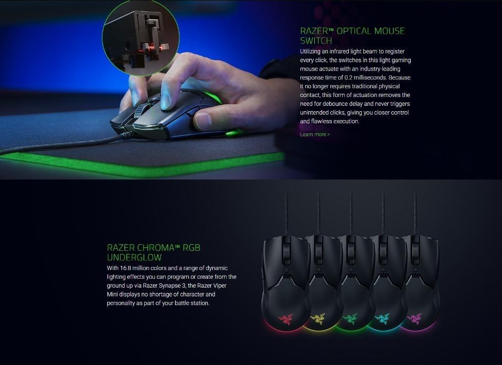 RAZER VIPER MINI FPS Gaming Mouse - The ONLY Razer Mouse with Underglow ...