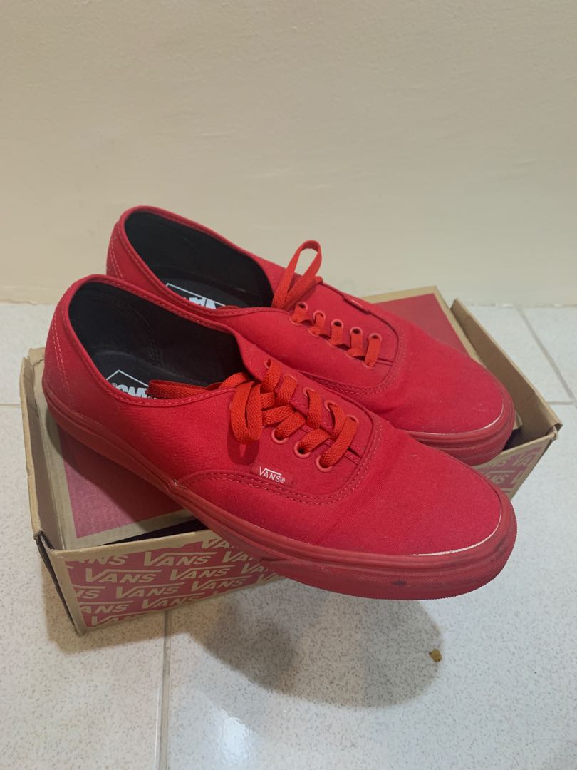 Vans Authentic Mono Red 10.5 US, Men's Fashion, Footwear, Sneakers on ...