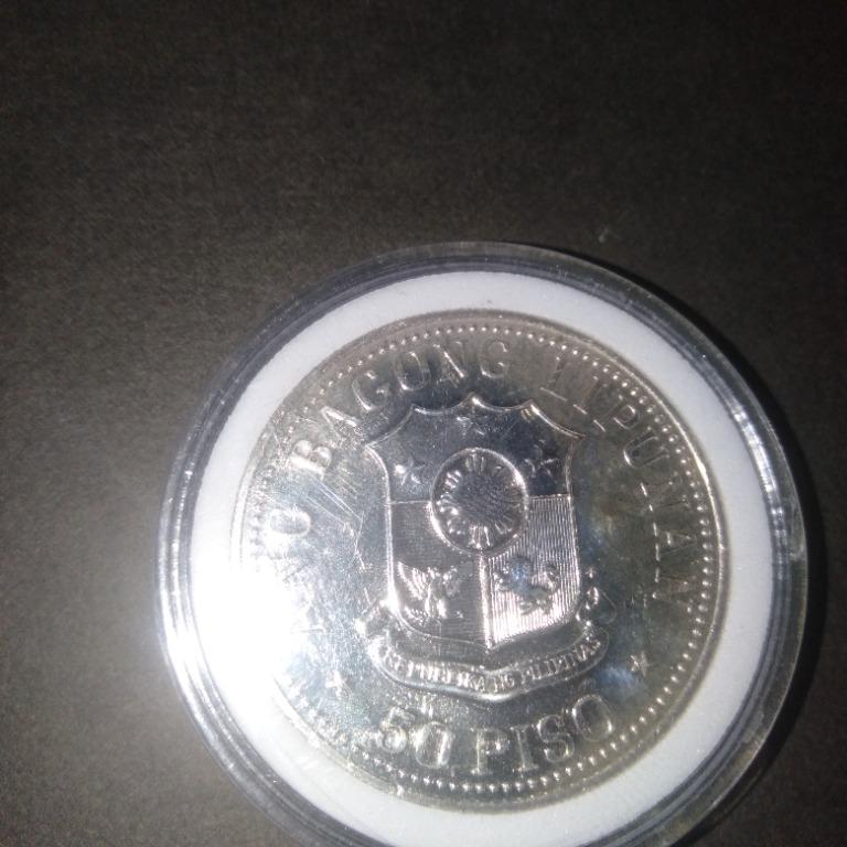 1978 50 piso Manuel Quezon commemorative silver coin, Hobbies & Toys ...