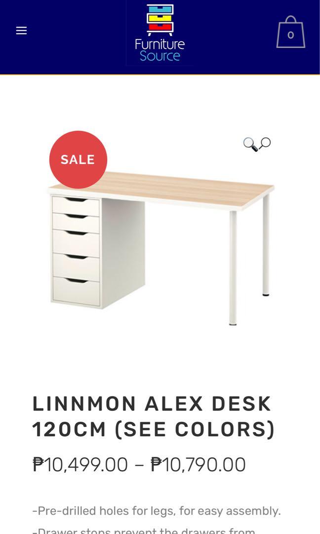 IKEA LINNMON ALEX DESK 120CM, Furniture & Home Living, Furniture ...