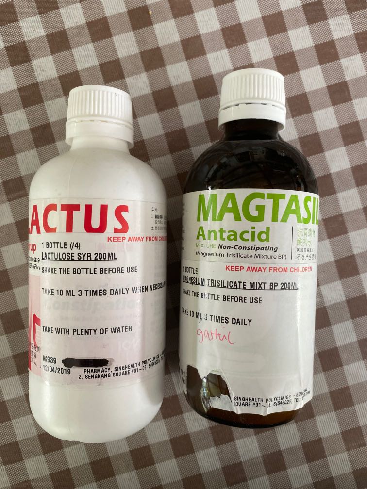 Lactulose syrup and magtasil antacid, Health & Nutrition, Assistive ...