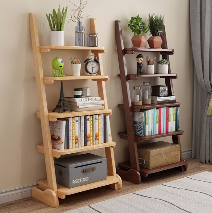 LENA Solid Wood Ladder Shelf _ Bookshelf Storage Rack, Furniture & Home ...