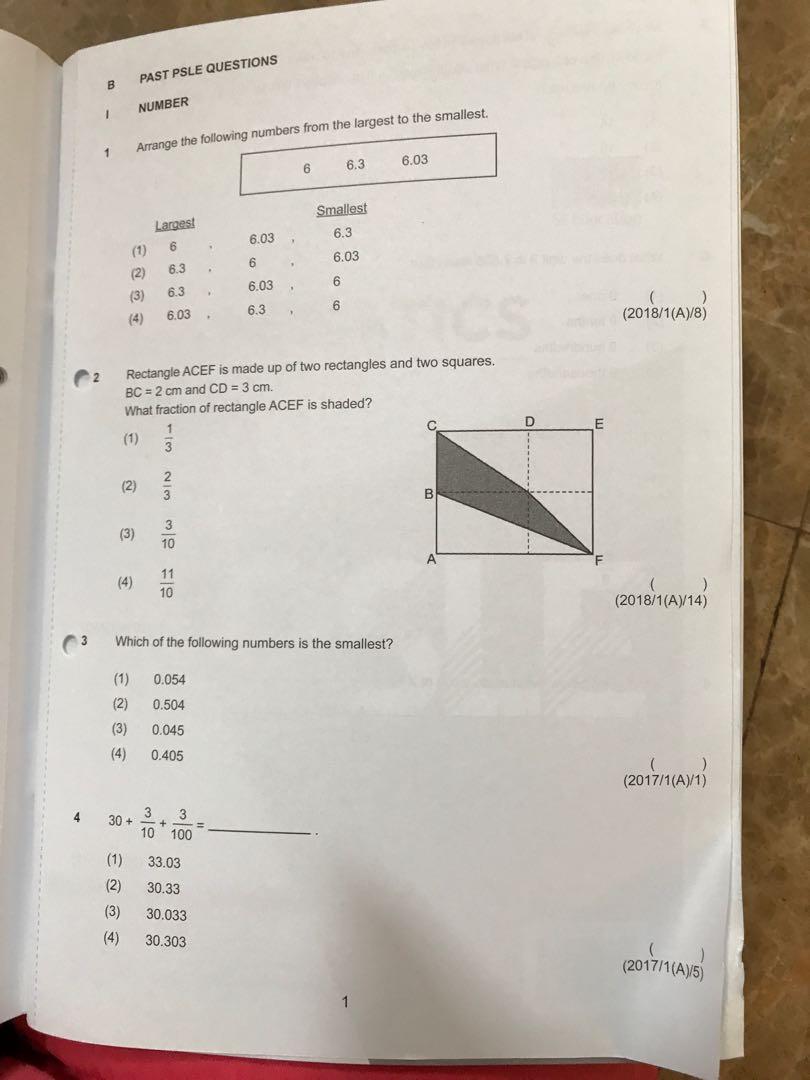 MATHEMATICS TOPICAL PSLE 2016-2018 Exam Questions, Books & Stationery ...