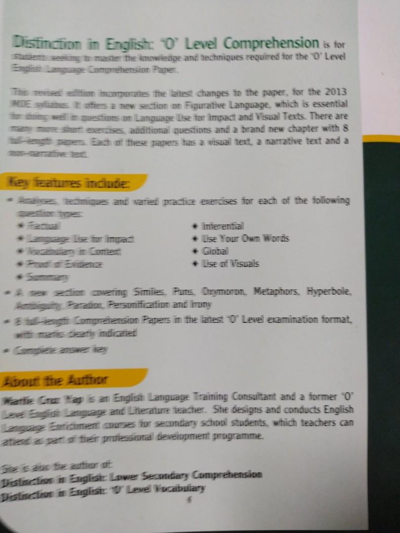 O level comprehension and visual text, Hobbies & Toys, Books ...