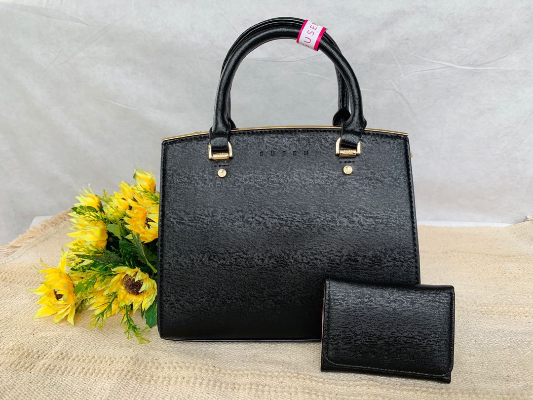 Susen Classic Black Leather Satchel, Women's Fashion, Bags & Wallets ...