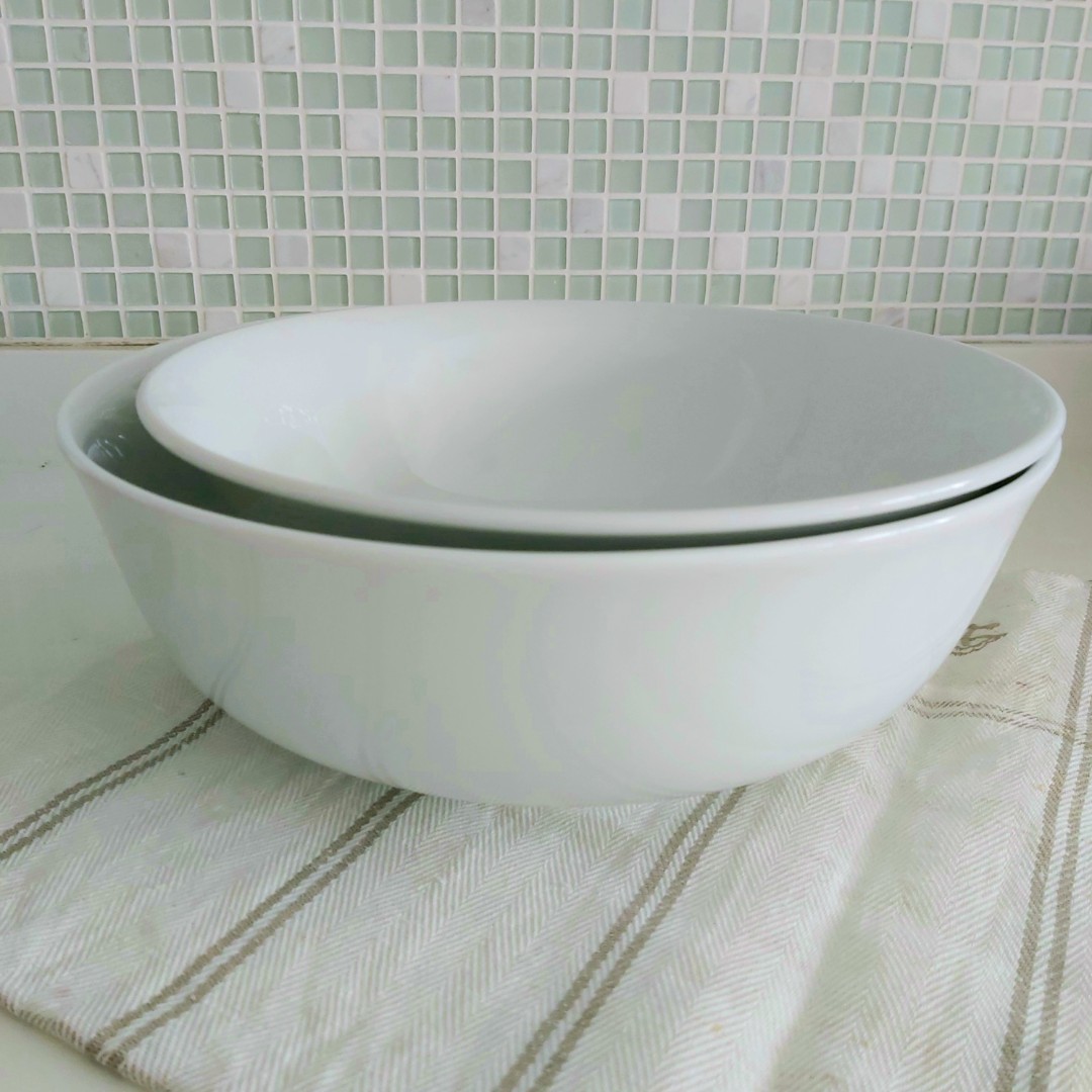 2pc set Big porcelain Patra white soup bowl salad bowl serving bowl ...