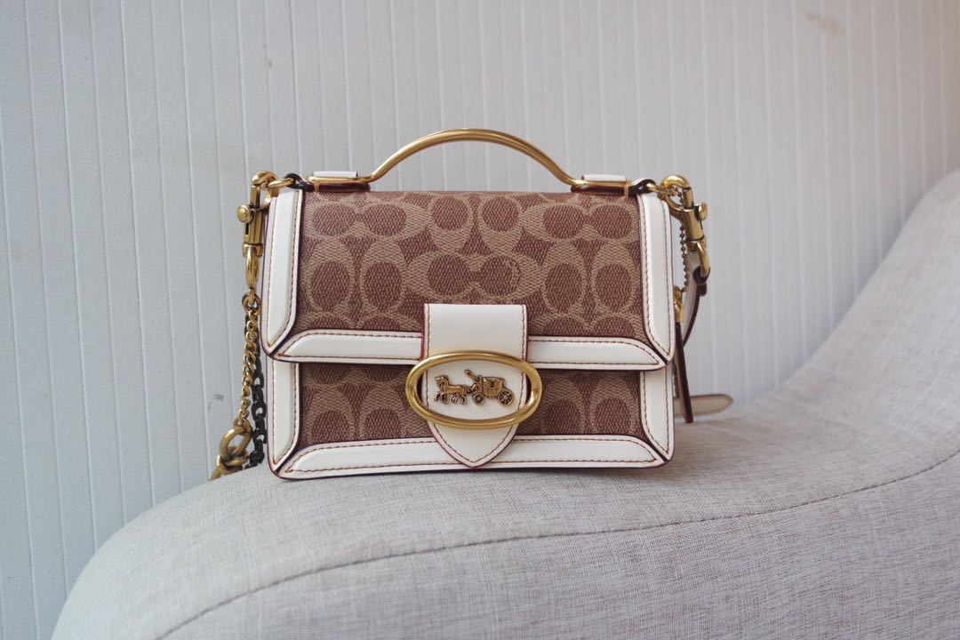 Authentic Coach Riley 18 TOP Handle In Signature Canvas F73934, Women's ...