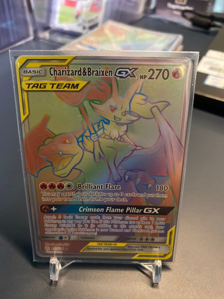 Charizard & Braixen GX Rainbow Rare 251/236, Hobbies & Toys, Toys & Games on Carousell