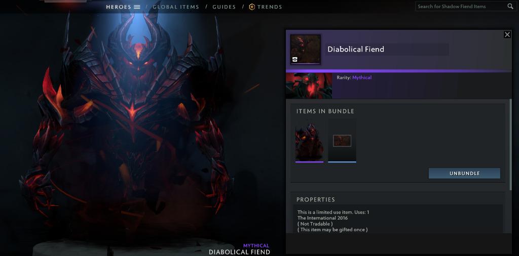 DotA 2 Diabolical Fiend (TI6 Collector's Cache), Video Gaming, Gaming ...