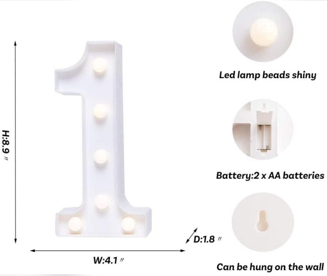 Number 1 LED decorative display birthday, Furniture & Home Living ...