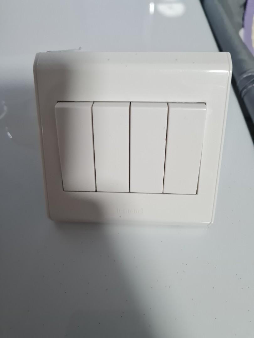 Legrand 4 gang light switch, Furniture & Home Living, Lighting & Fans ...
