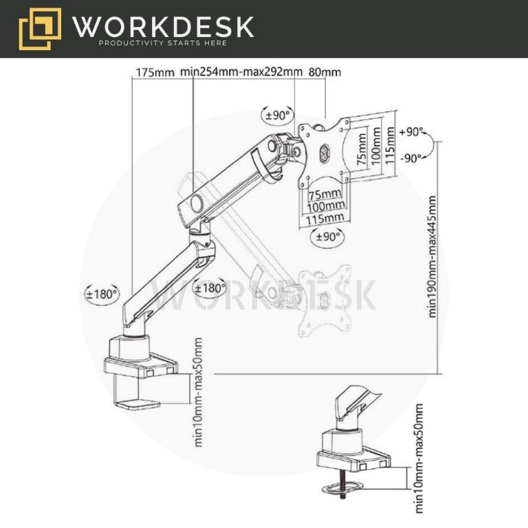 Monitor Arm (Spring Mechanism), Computers & Tech, Parts & Accessories ...