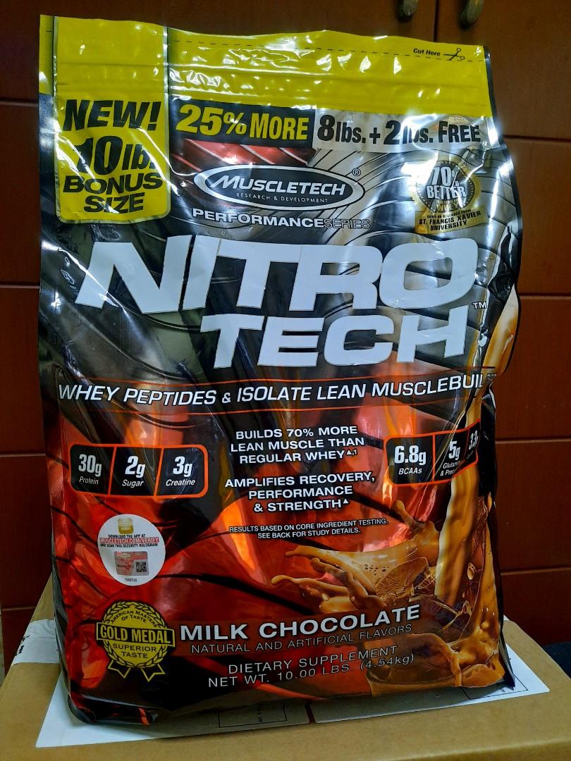 Muscletech Nitrotech 10lbs, Milk Chocolate, Health & Nutrition, Health ...