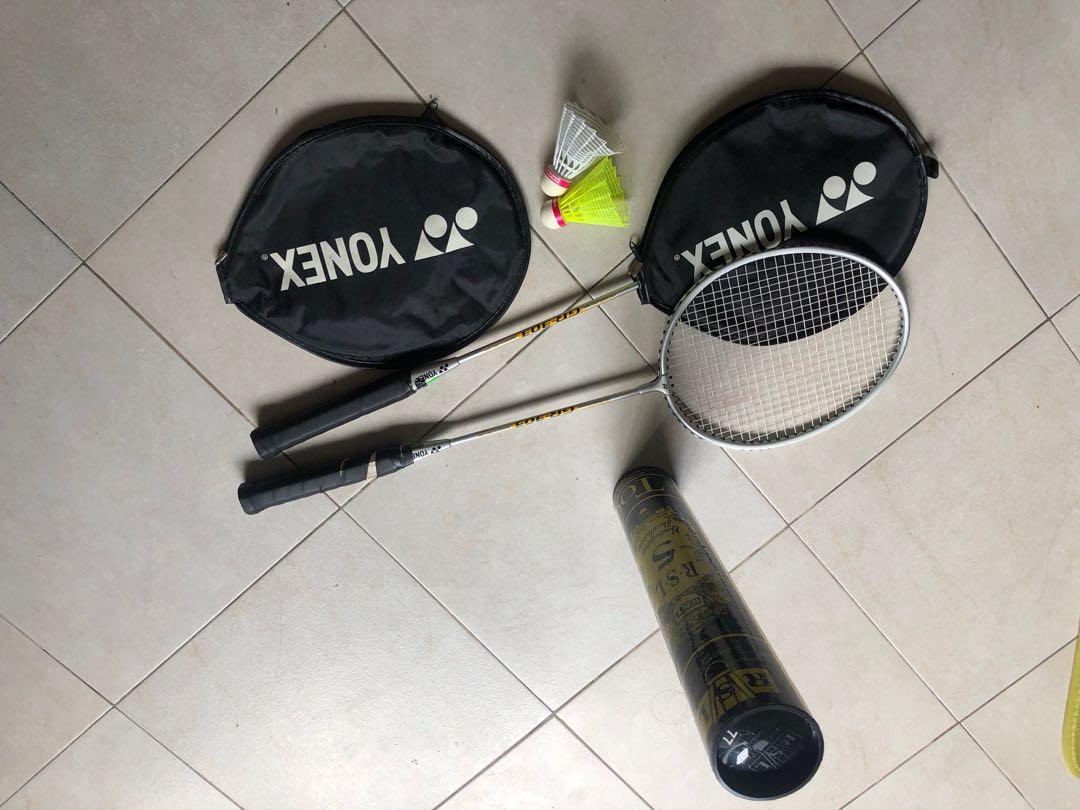 Tennis + Badminton + Table Tennis Rackets with balls and net, Sports ...
