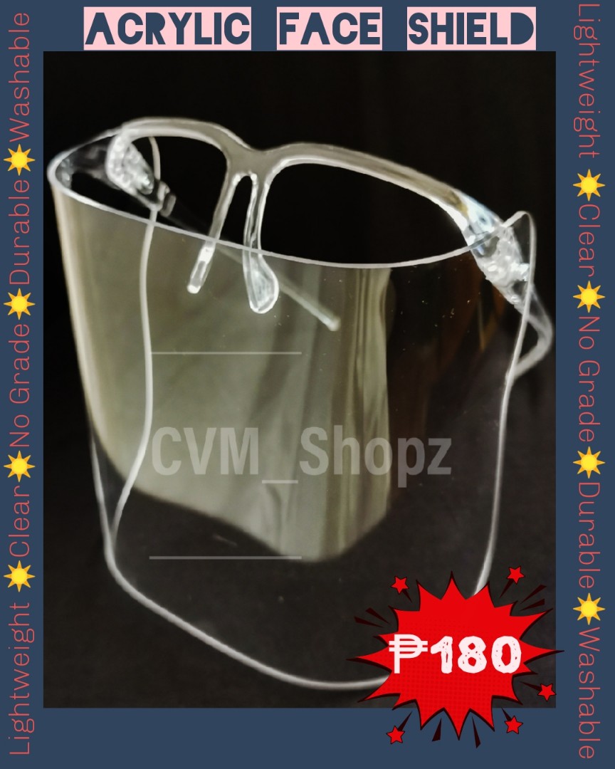 Acrylic Face Shield with FREE white pouch, Beauty & Personal Care, Face ...