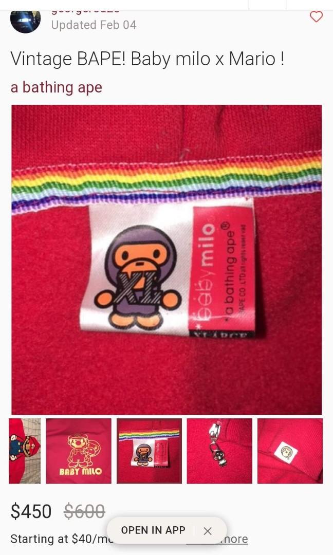 BAPE X Baby milo x supermario vintage, Men's Fashion, Tops & Sets ...