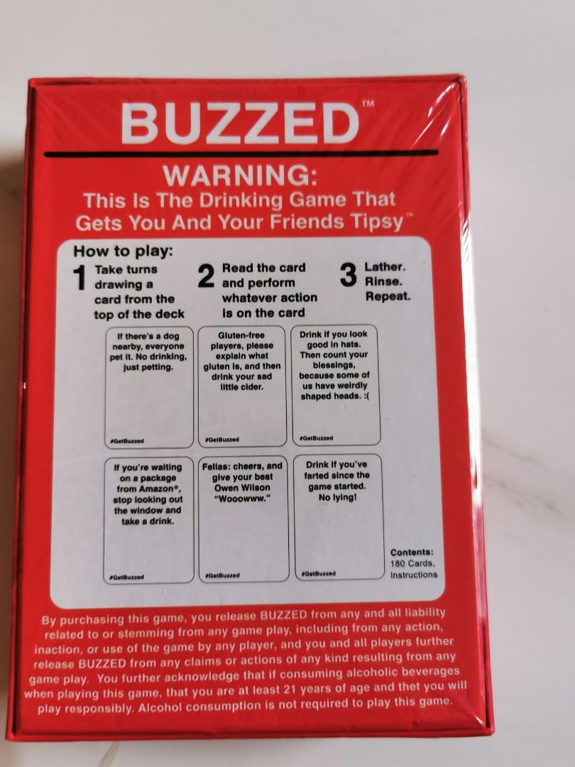 Buzzed Drinking Game Cards, Hobbies & Toys, Toys & Games on Carousell