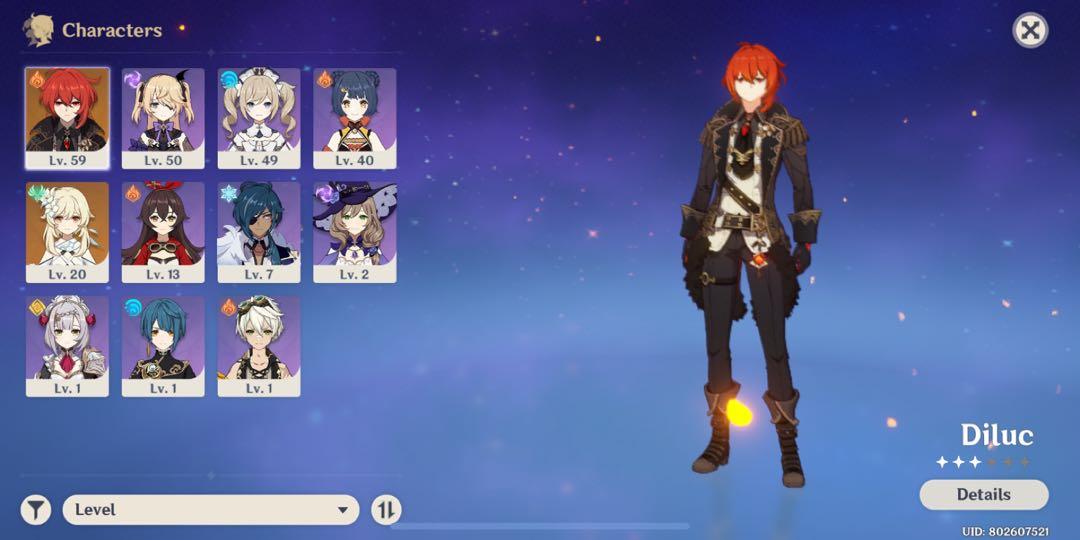 Genshin impact ar31 diluc c1 with monthly pass, Video Gaming, Gaming ...