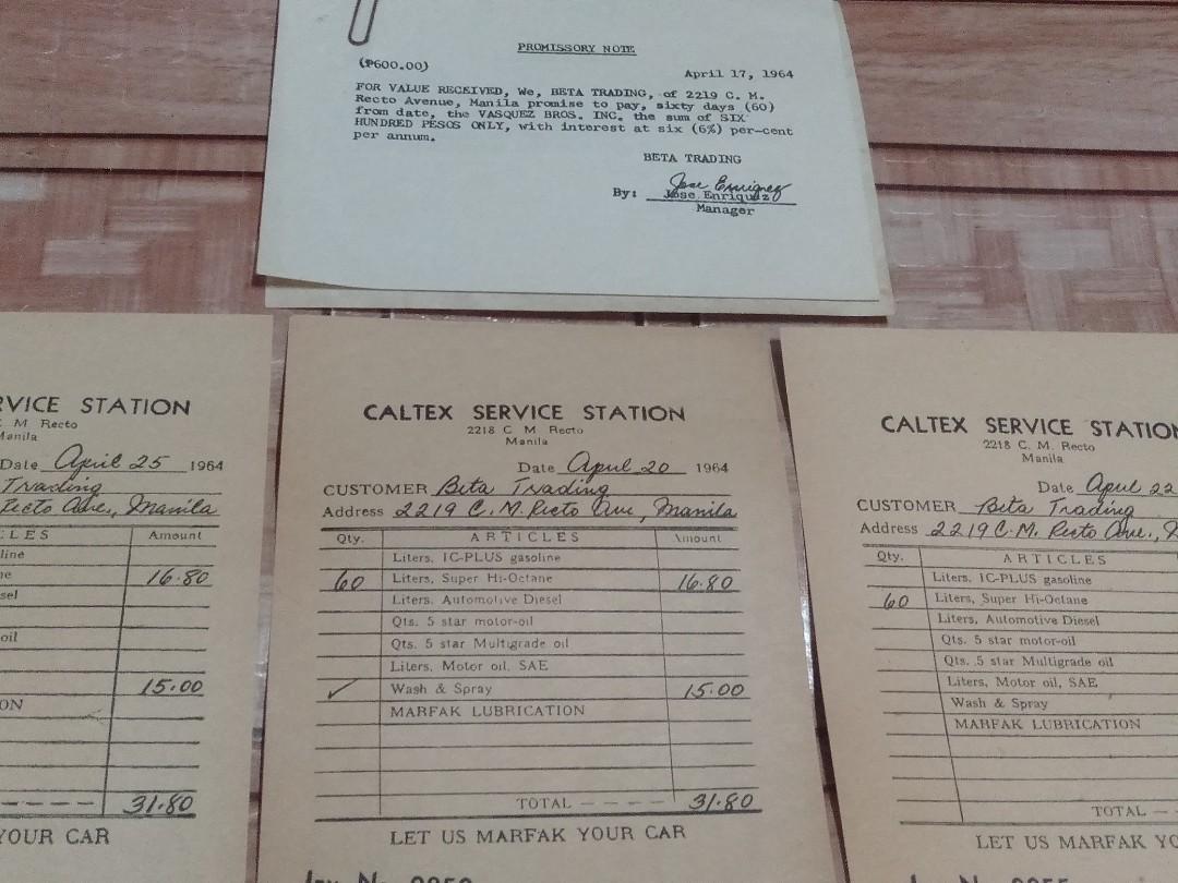 OLD PAPER USED RECEIPT OF CALTEX,BANK RECEIPT,AND PAYROLL PAPER ...