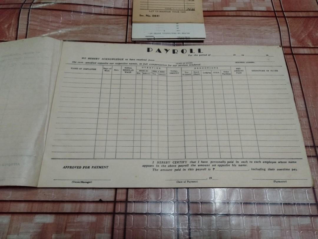 OLD PAPER USED RECEIPT OF CALTEX,BANK RECEIPT,AND PAYROLL PAPER ...
