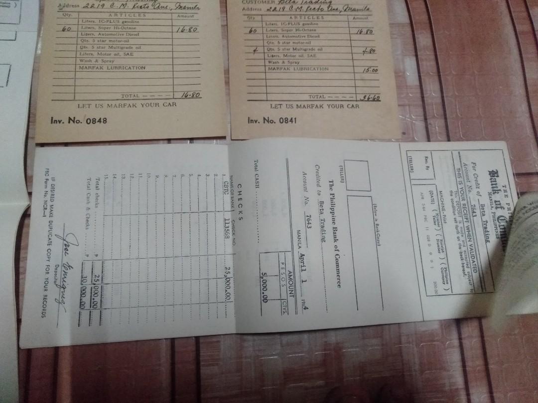 OLD PAPER USED RECEIPT OF CALTEX,BANK RECEIPT,AND PAYROLL PAPER ...