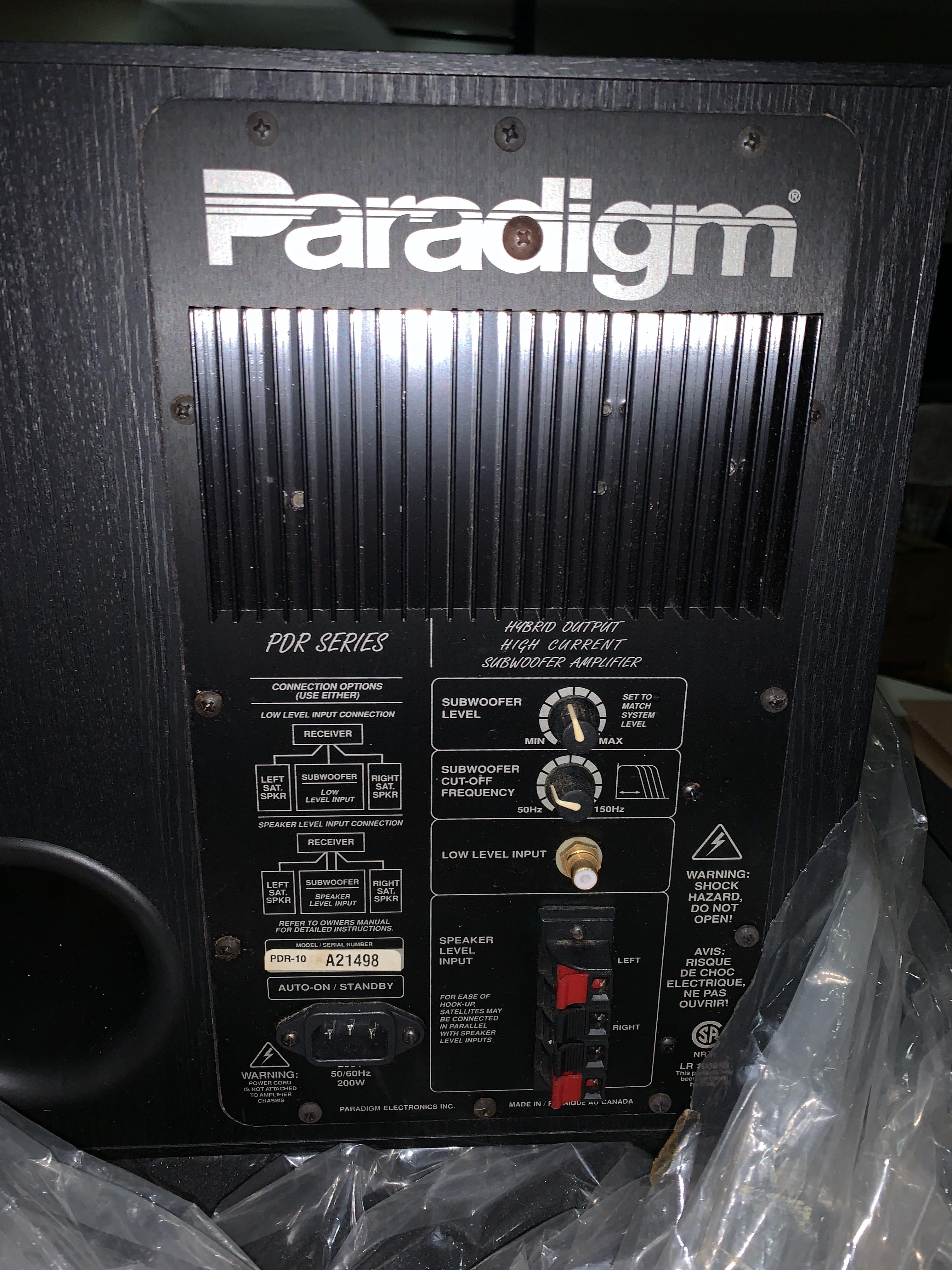 Paradigm PDR-10 Subwoofer, Audio, Soundbars, Speakers & Amplifiers on ...