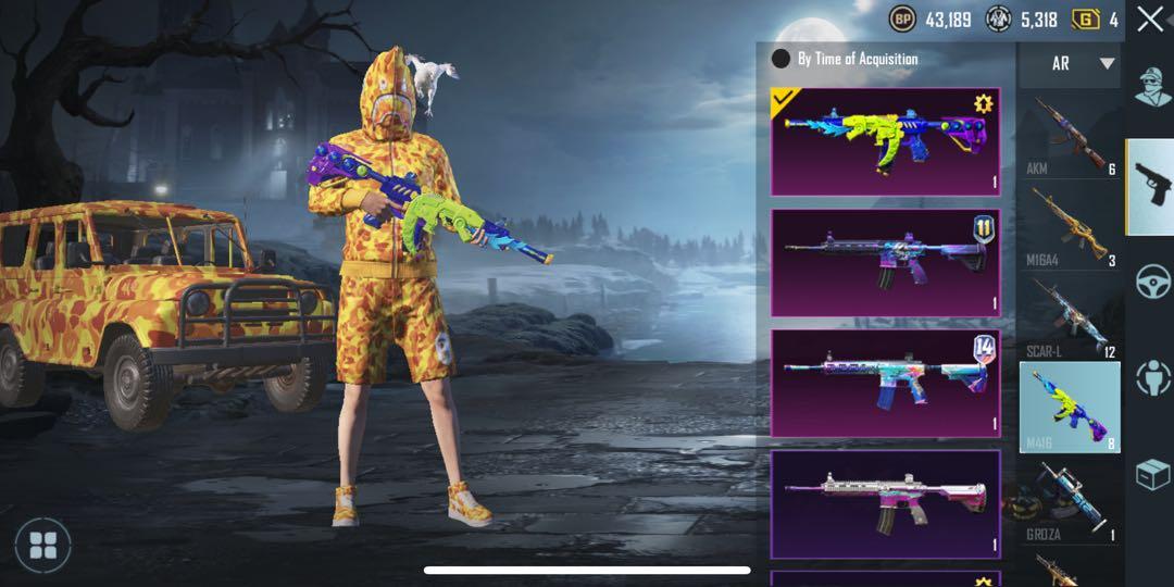 PUBG Mobile acc with max lizard roar and bape set, Video Gaming, Gaming ...