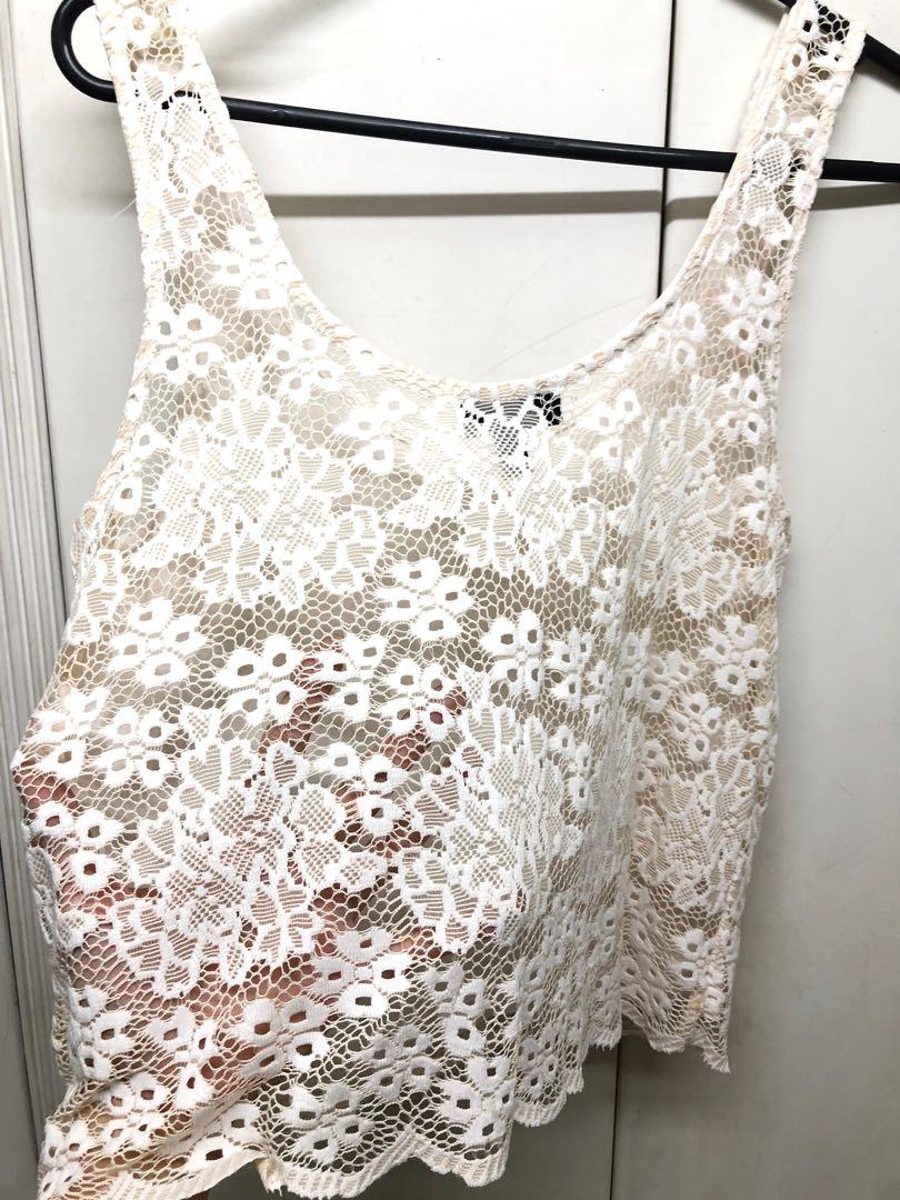 Topshop crochet see through back, Women's Fashion, Tops, Sleeveless on ...