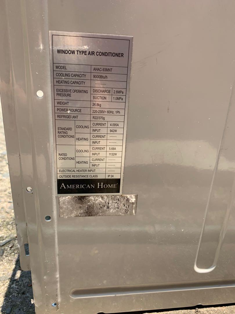 American Home 1HP Window Type, TV & Home Appliances, Air Conditioning ...