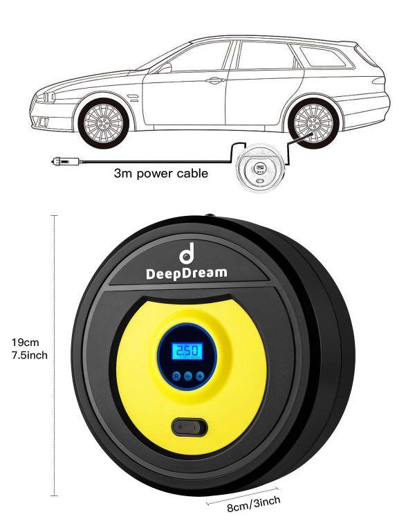 DeepDream Tyre Inflator Digital 12V 150PSI Auto Car Tyre Pump Portable ...