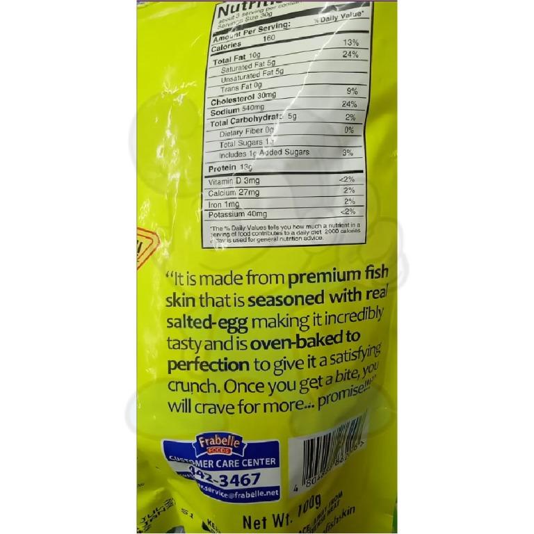 Frabelle Foods Salted Egg Fish Skin Regular 100 g, Food & Drinks ...