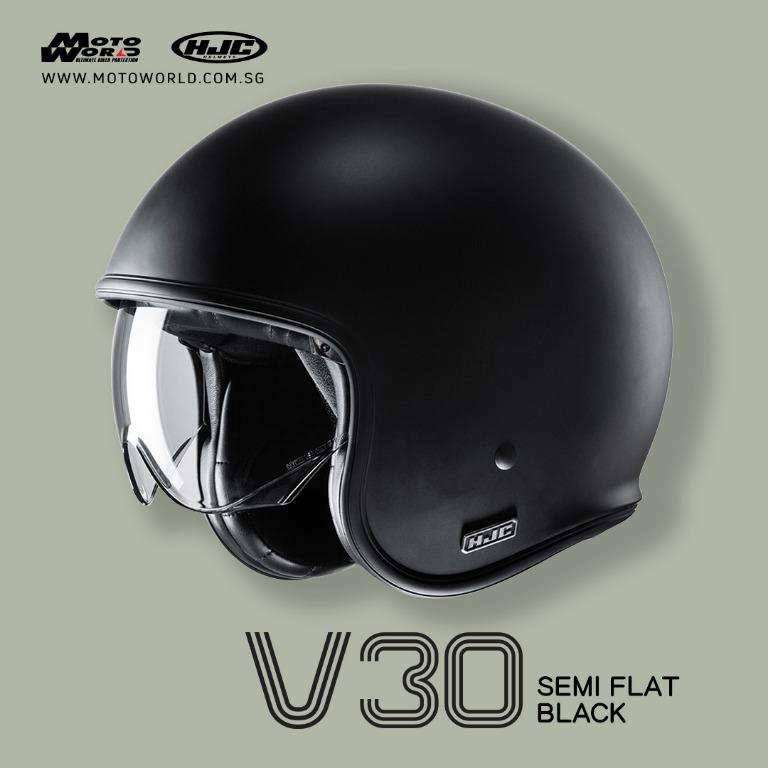 HJC V30 Classic Half Face Motorcycle Helmet Solid, Motorcycles ...