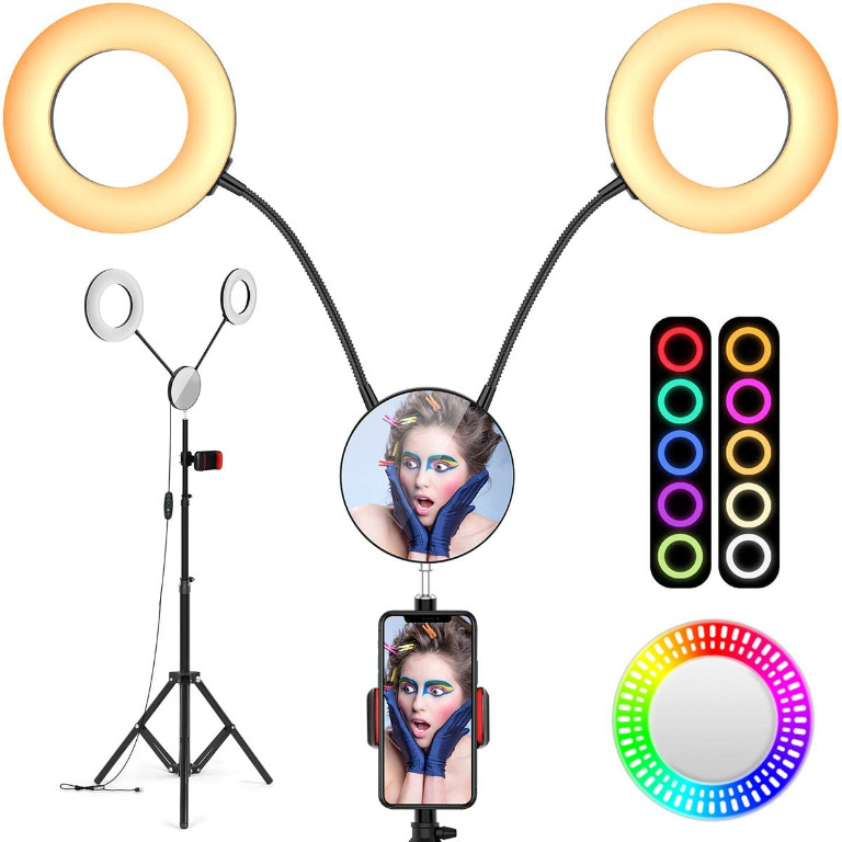 iBesi Dual Ring Light, 11 Light Modes, 2700-6500K, 2020 Upgraded 7 ...